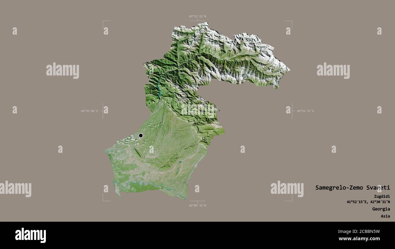 Area of Samegrelo-Zemo Svaneti, region of Georgia, isolated on a solid ...