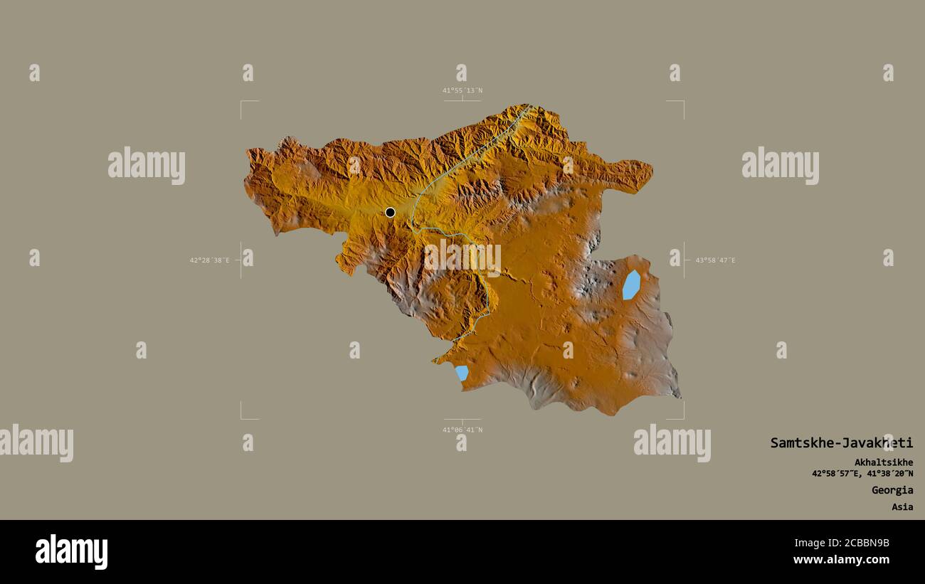 Area of Samtskhe-Javakheti, region of Georgia, isolated on a solid ...