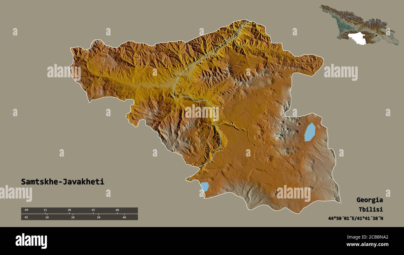 Shape of Samtskhe-Javakheti, region of Georgia, with its capital ...