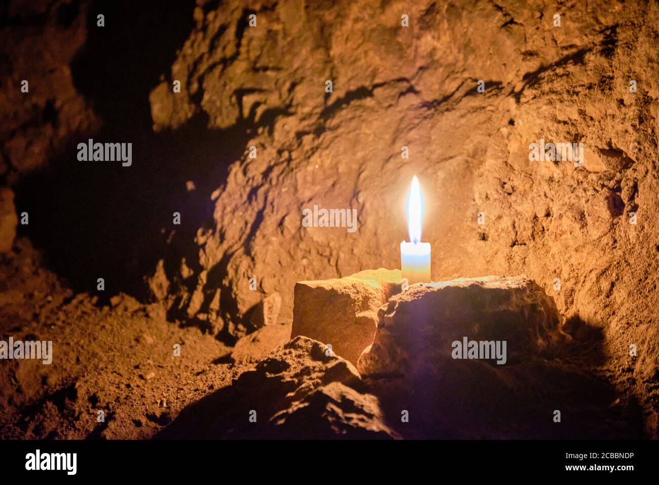 Candle in Clearwell Caves, Clearwell, Forest of Dean, Gloucesterhire ...