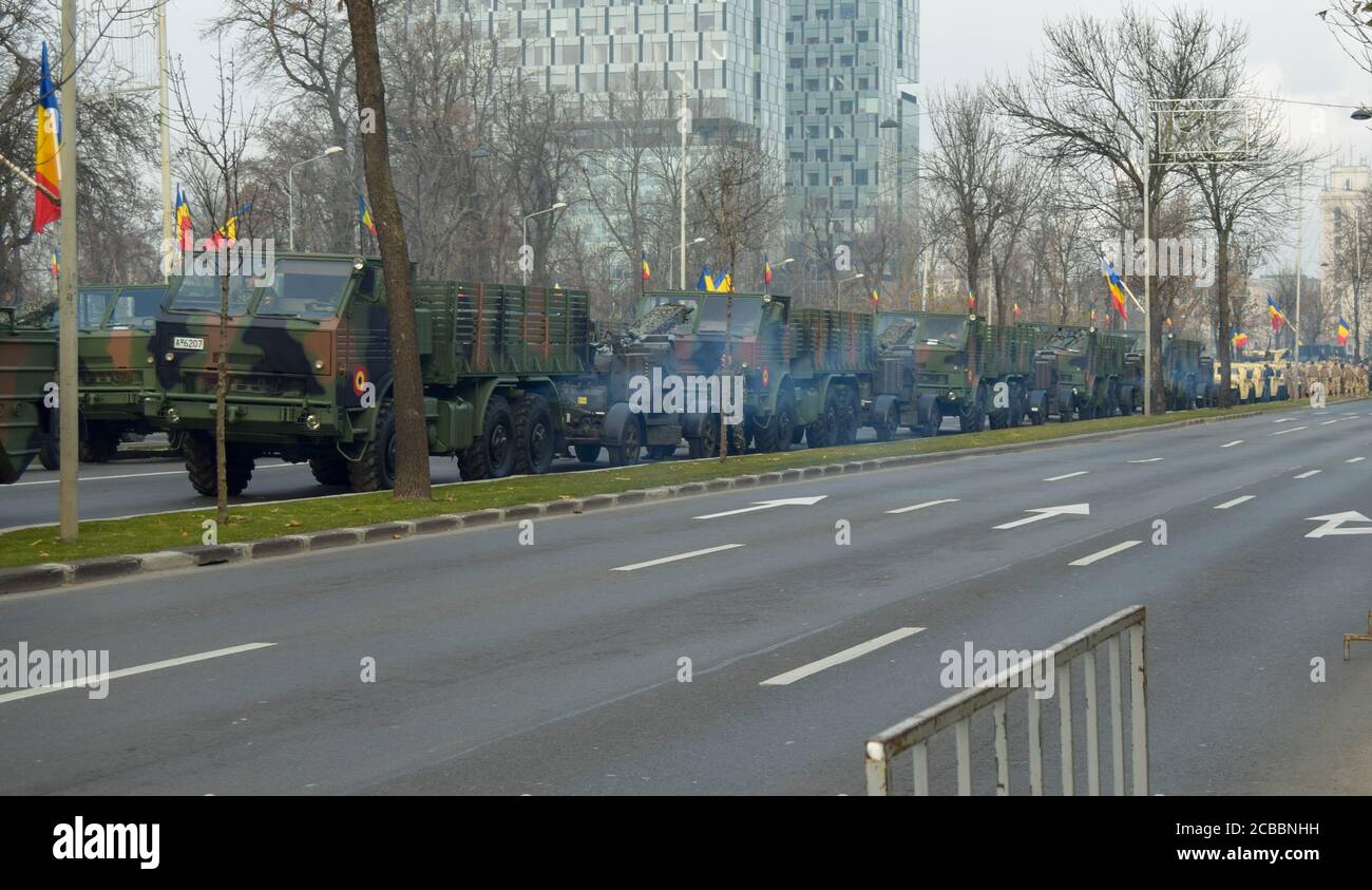Bucharest, Romania - December 01, 2019: Military parade during Romania ...