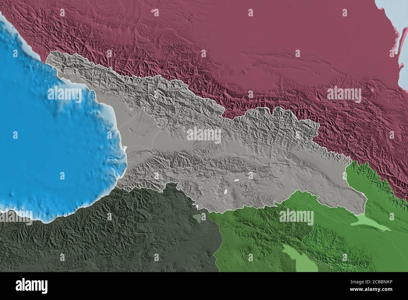 Extended area of Georgia with country outline, international and ...