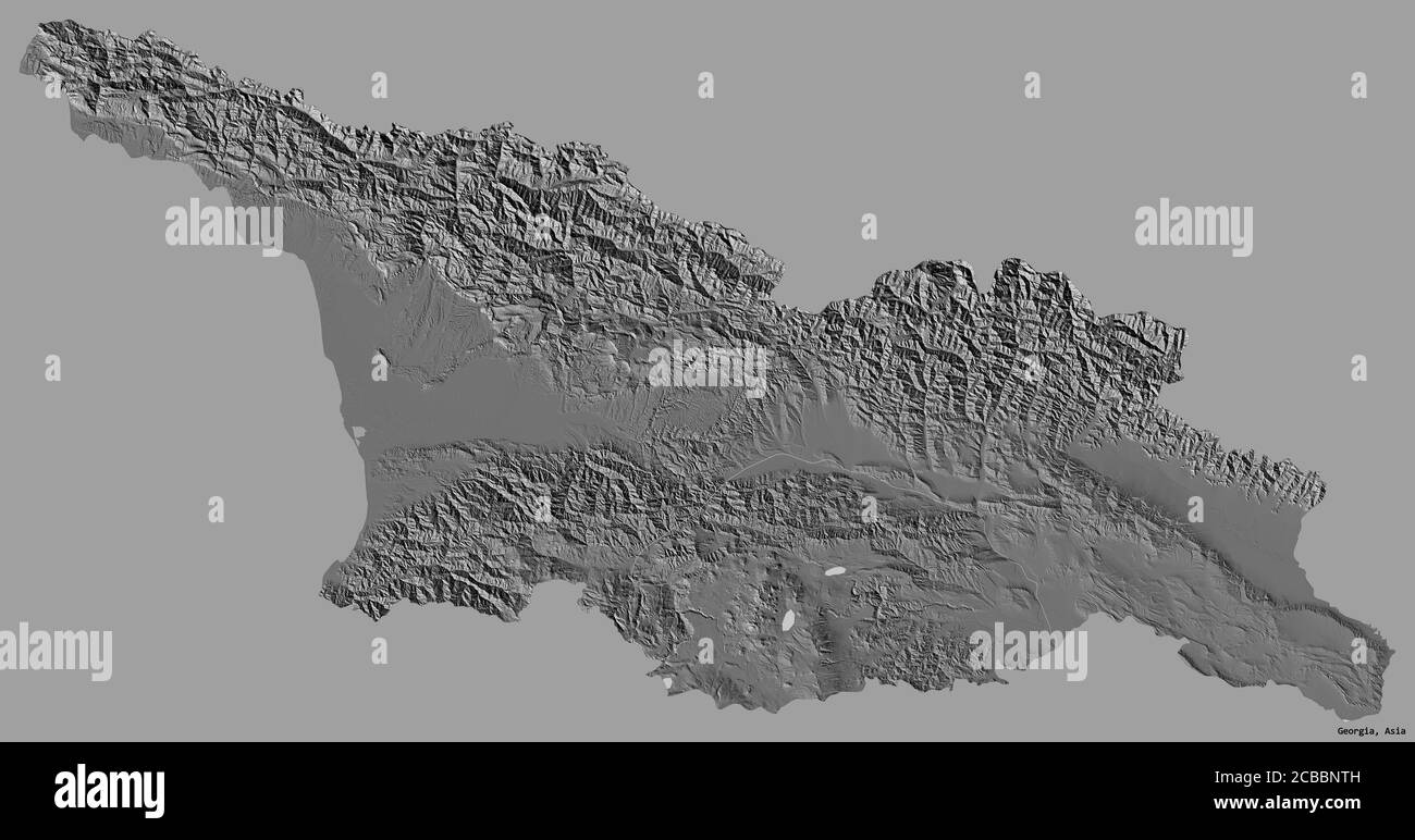 Shape of Georgia with its capital isolated on a solid color background ...