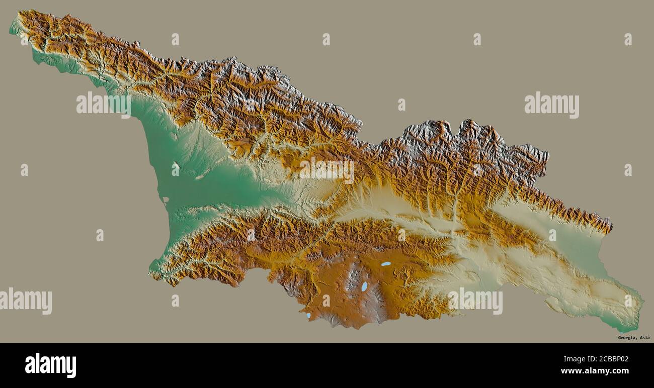 Shape of Georgia with its capital isolated on a solid color background ...
