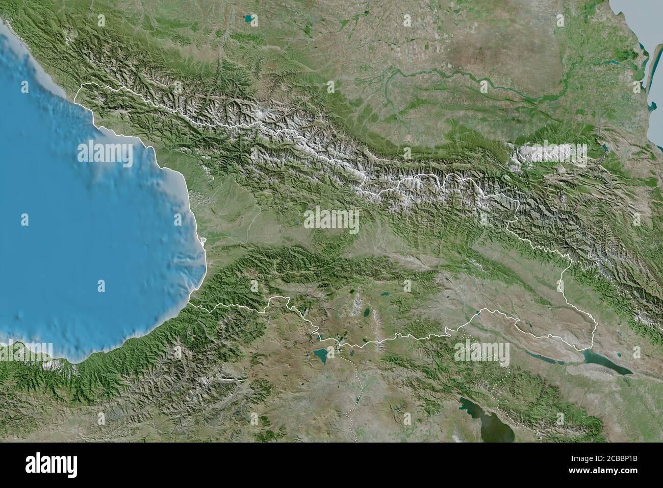 Extended area of Georgia with country outline, international and ...