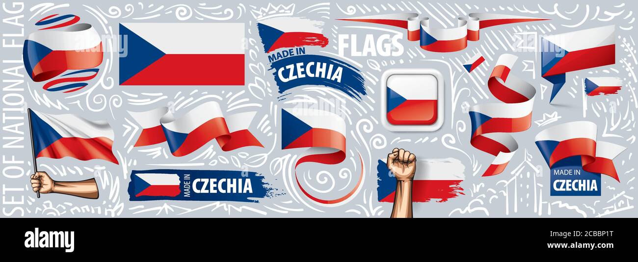 Vector set of the national flag of Czechia in various creative designs ...