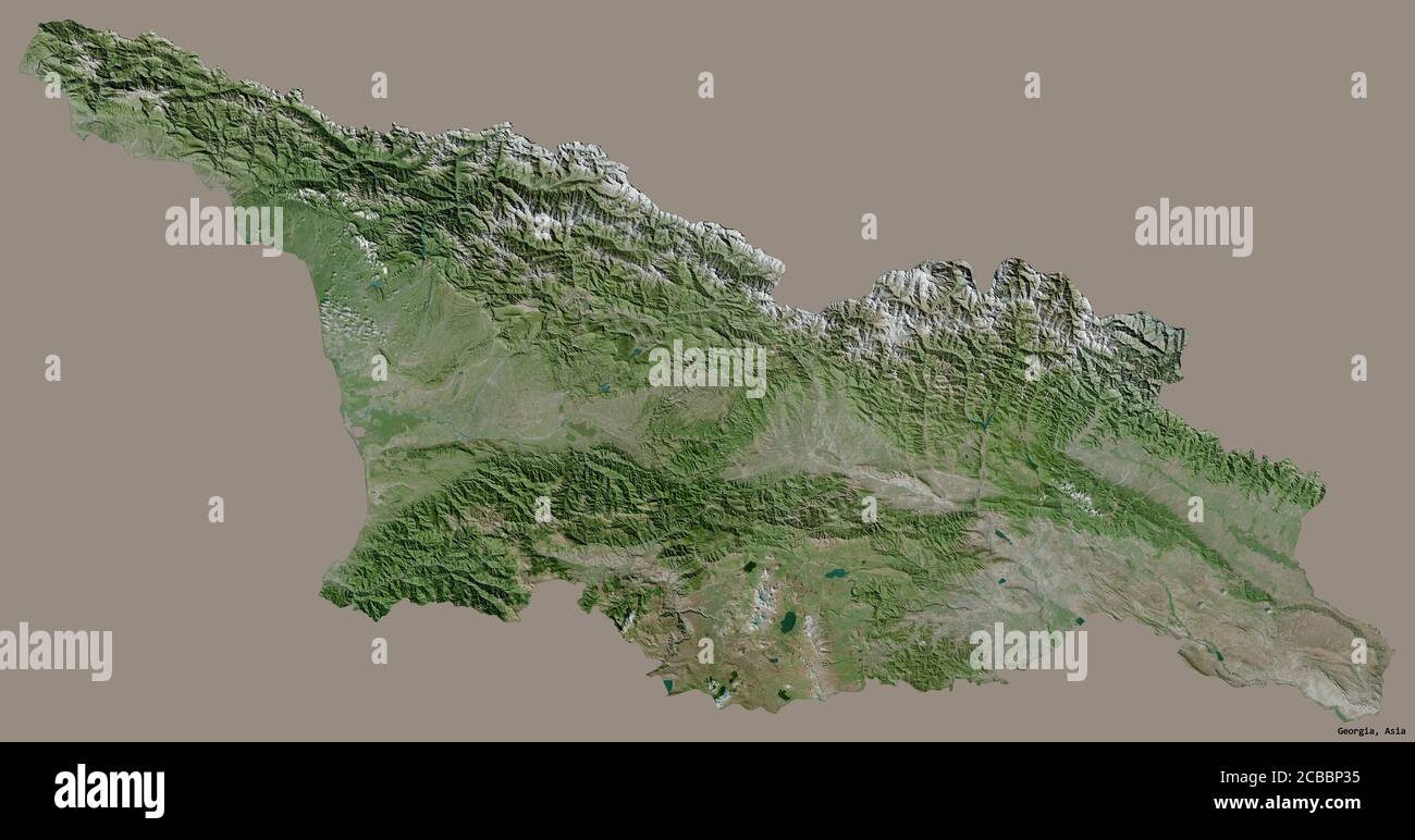 Shape of Georgia with its capital isolated on a solid color background ...