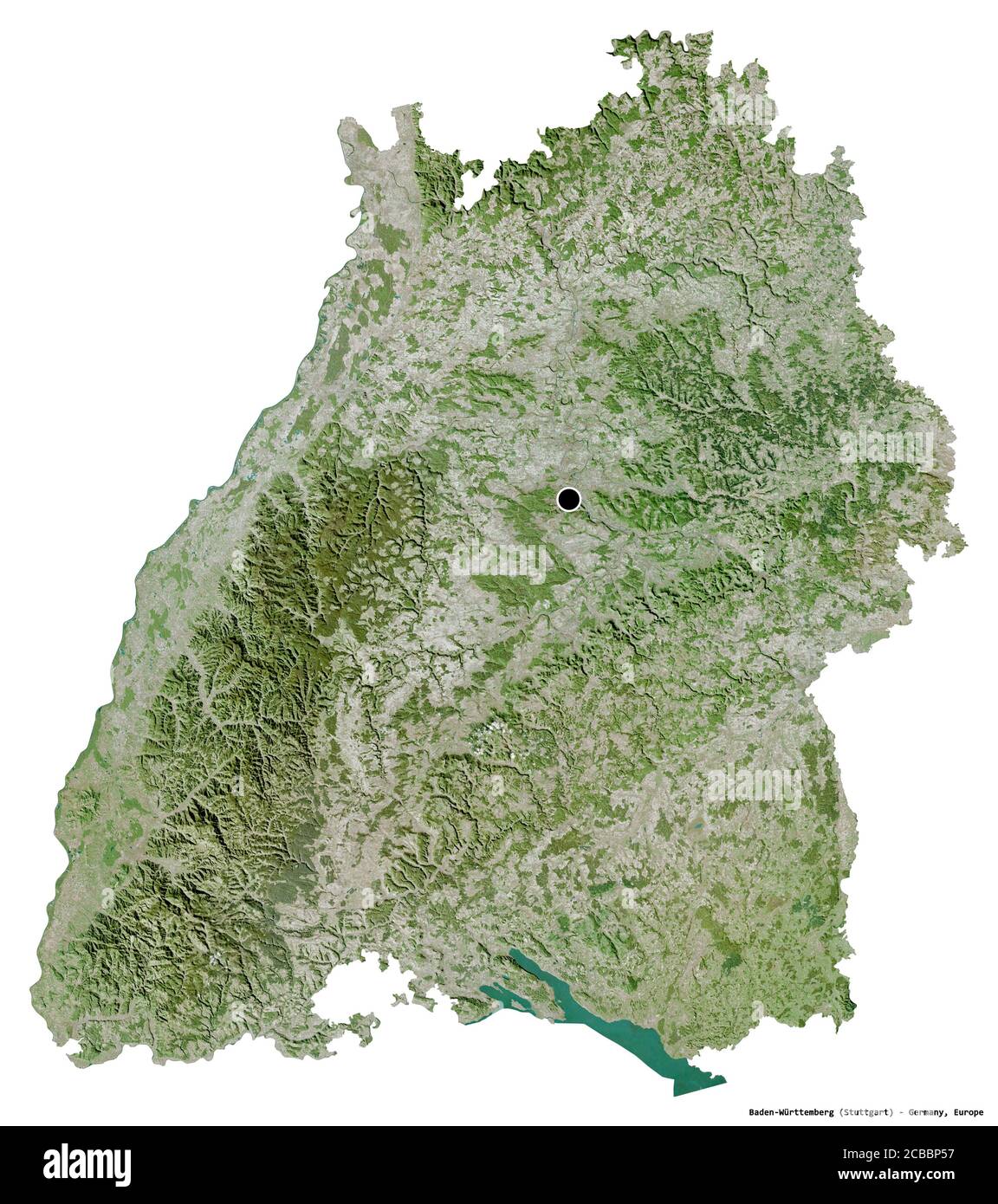 Shape of Baden-Württemberg, state of Germany, with its capital isolated ...