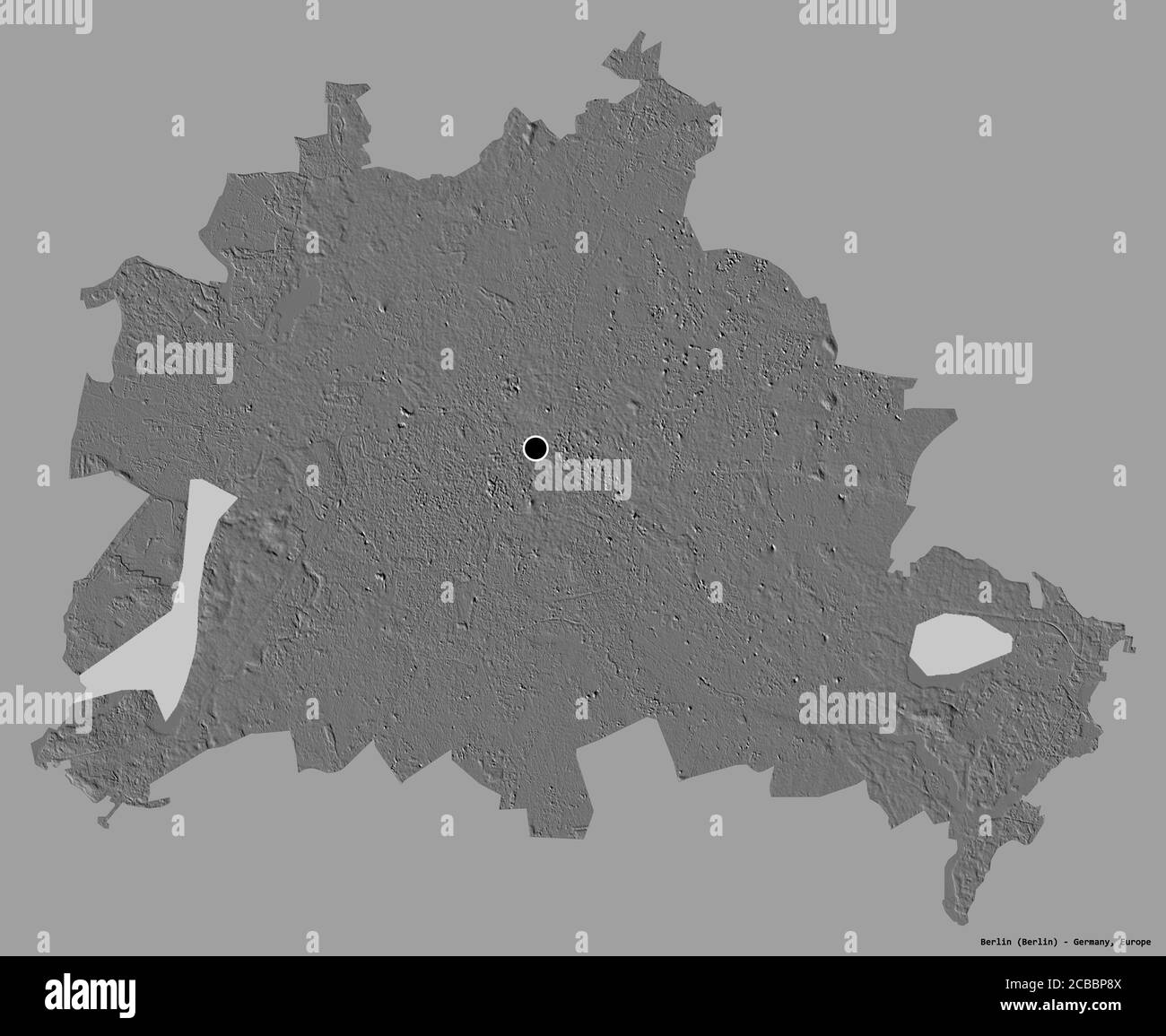 Shape of Berlin, state of Germany, with its capital isolated on a solid ...