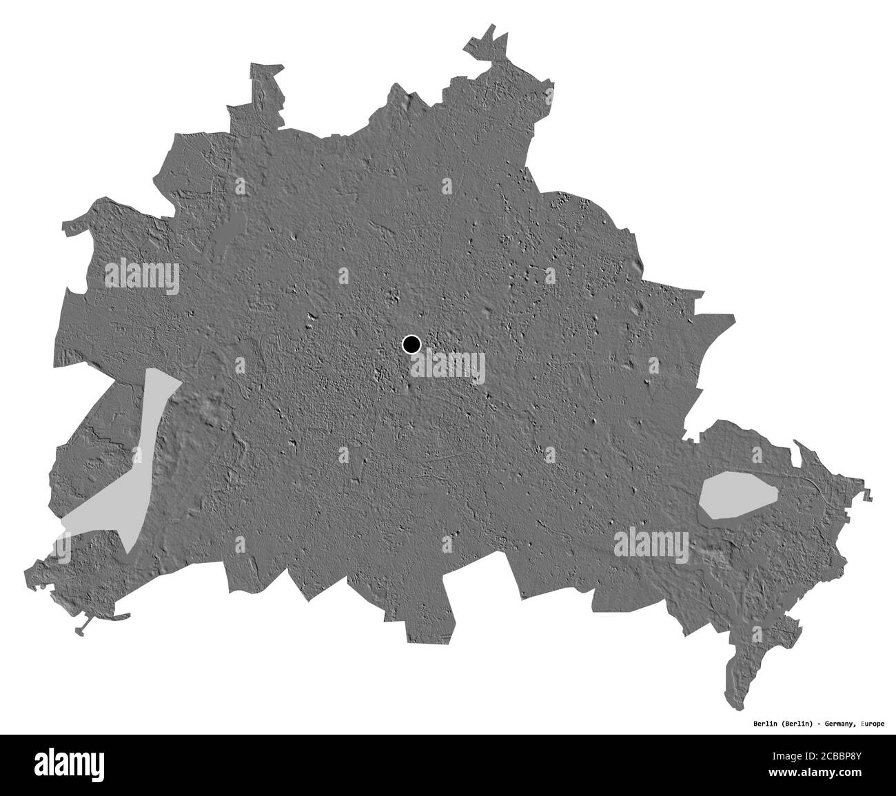 Shape of Berlin, state of Germany, with its capital isolated on white ...