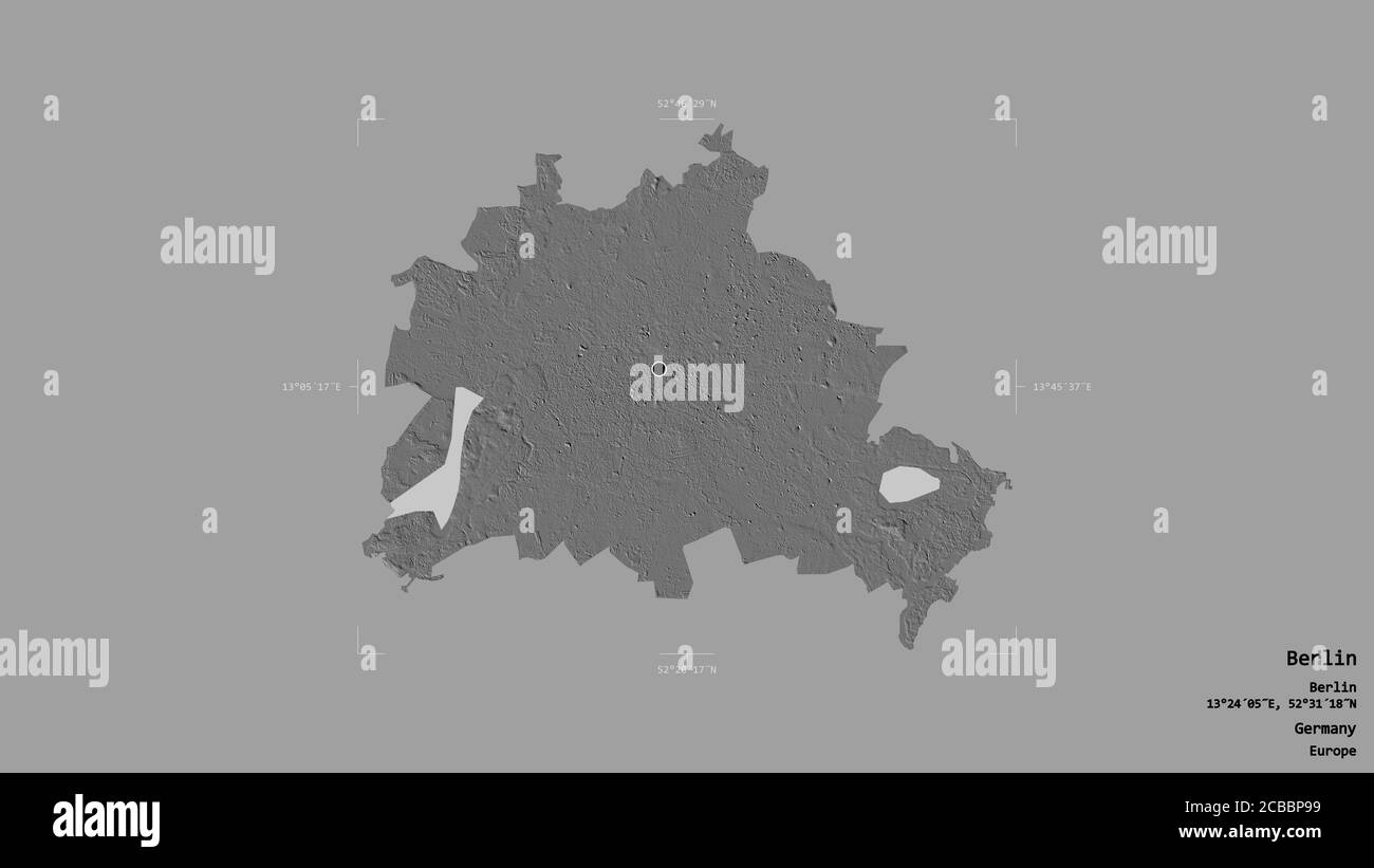Area of Berlin, state of Germany, isolated on a solid background in a ...