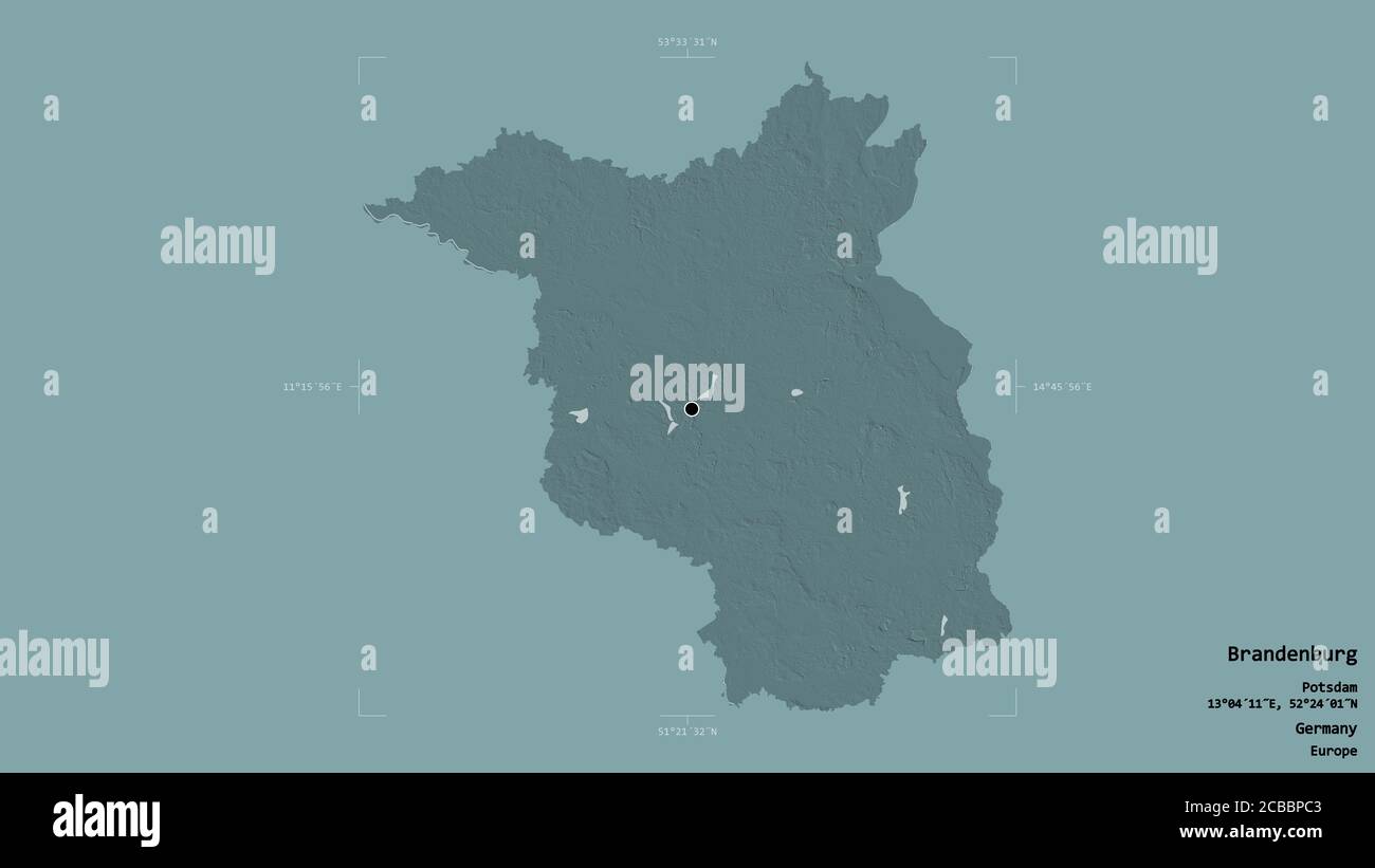 Area of Brandenburg, state of Germany, isolated on a solid background ...