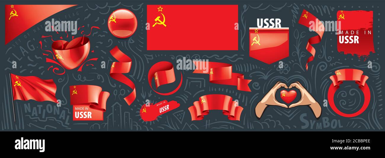 Vector set of the national flag of USSR in various creative designs ...