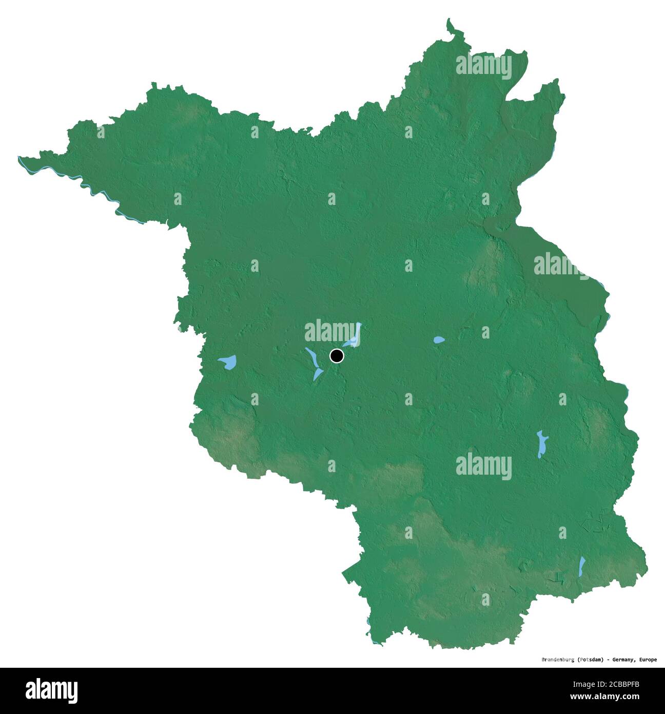 Shape of Brandenburg, state of Germany, with its capital isolated on ...