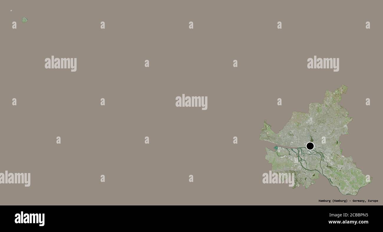 Shape of Hamburg, state of Germany, with its capital isolated on a ...