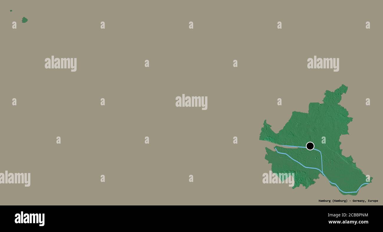 Shape of Hamburg, state of Germany, with its capital isolated on a ...