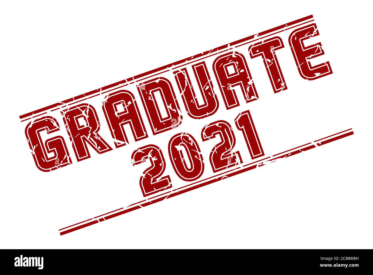 Stamp GRADUATE 2020 with scuff on a white background. The grunge style ...
