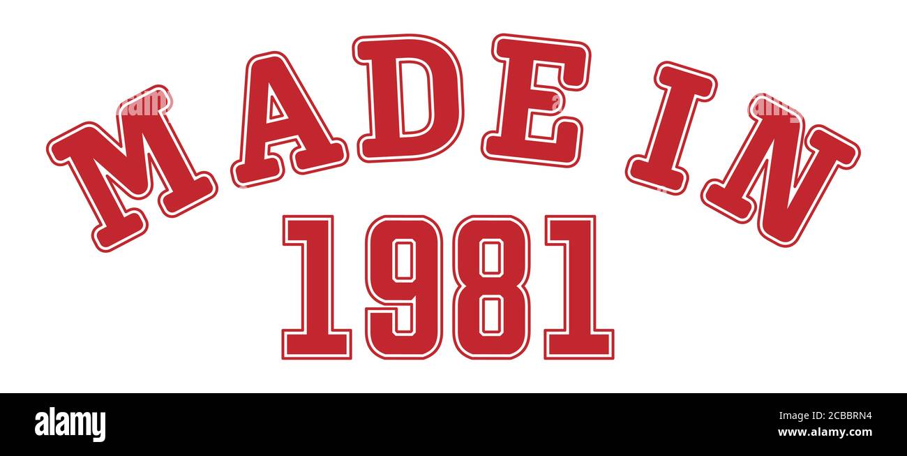 MADE IN 1981. Lettering of the year of birth or a special event for ...
