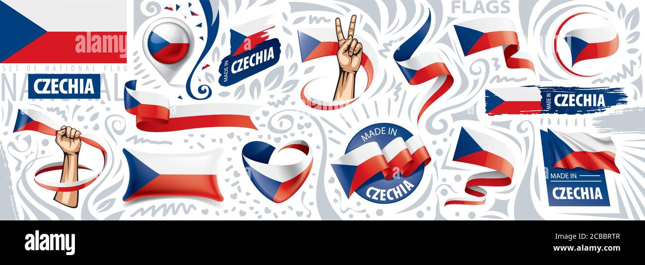 Vector set of the national flag of Czechia in various creative designs ...