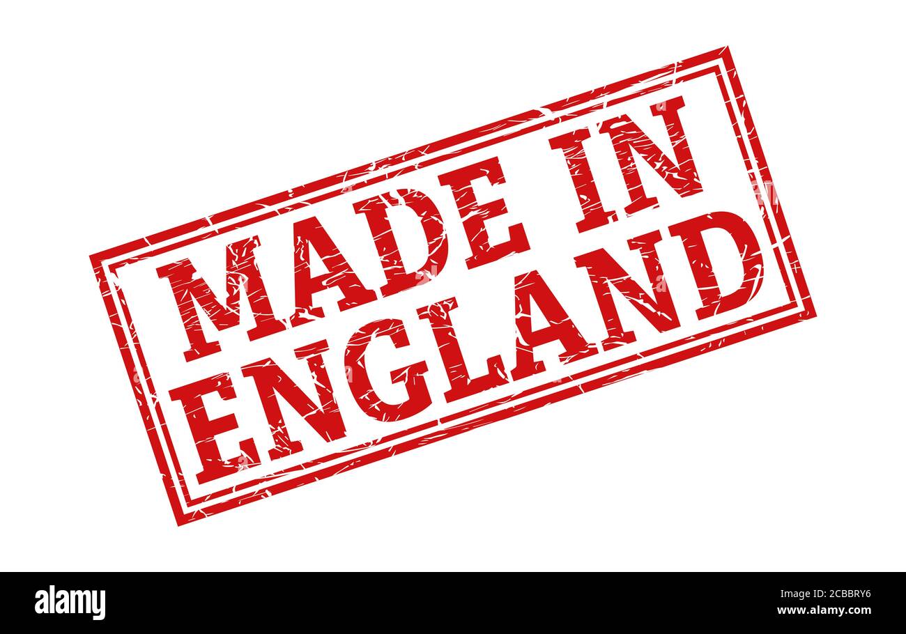 Stamp with the inscription MADE in ENGLAND, isolated on a white ...