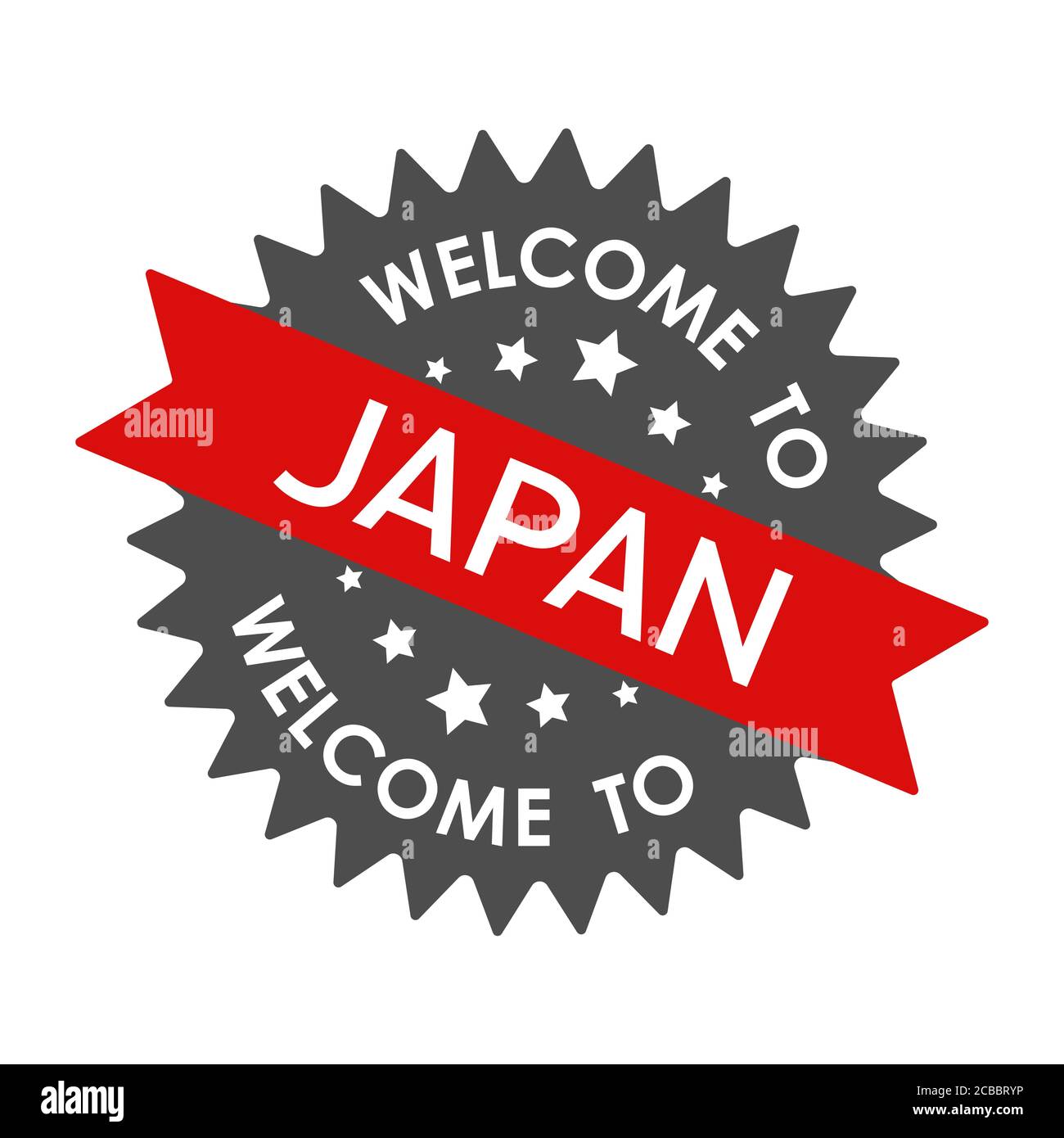 Welcome to JAPAN. Round label with red ribbon. Vector illustration ...