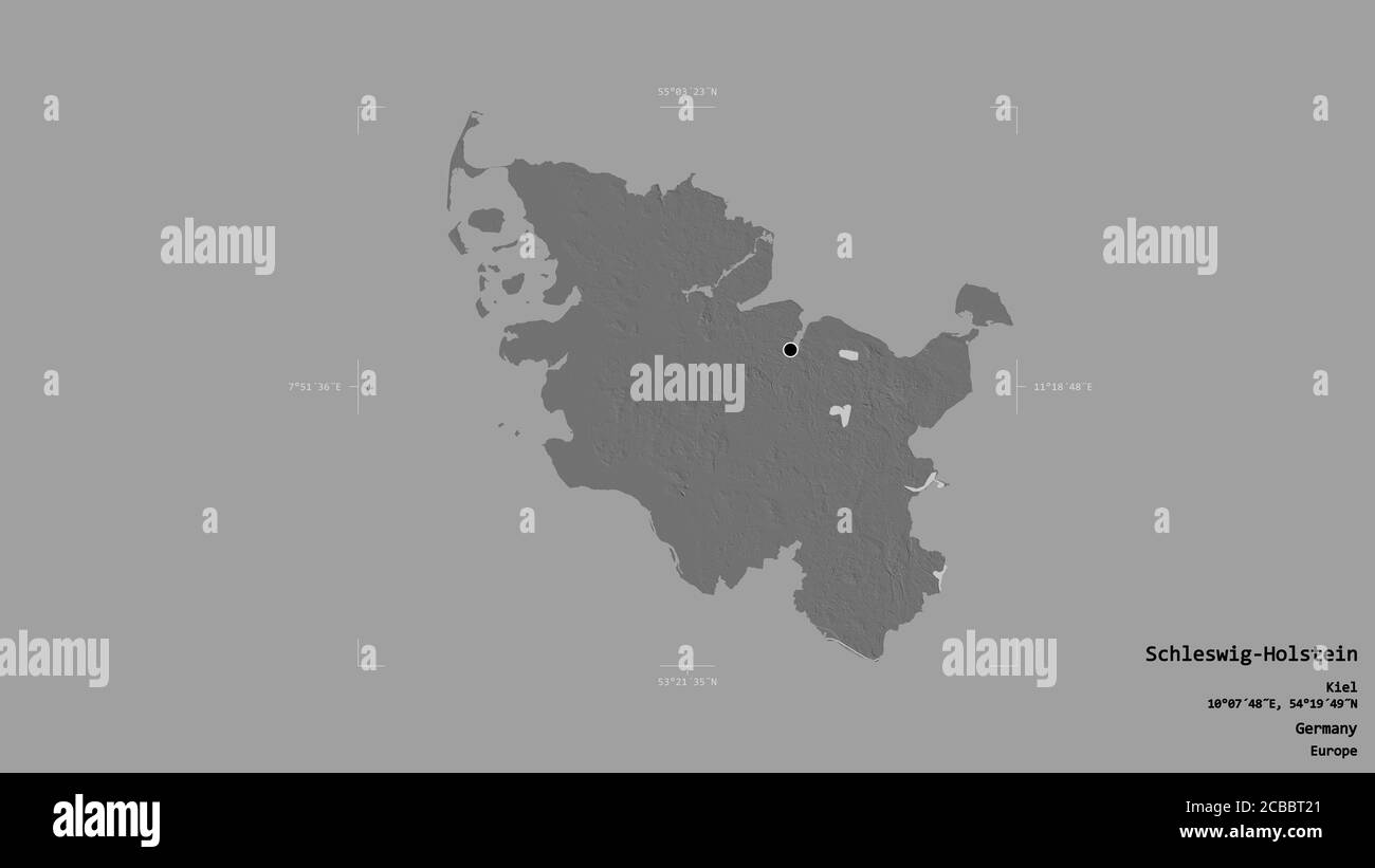 Area of Schleswig-Holstein, state of Germany, isolated on a solid ...