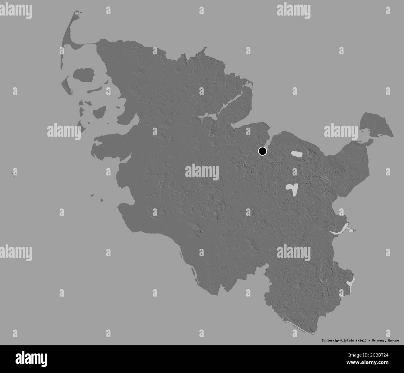 Shape of Schleswig-Holstein, state of Germany, with its capital ...