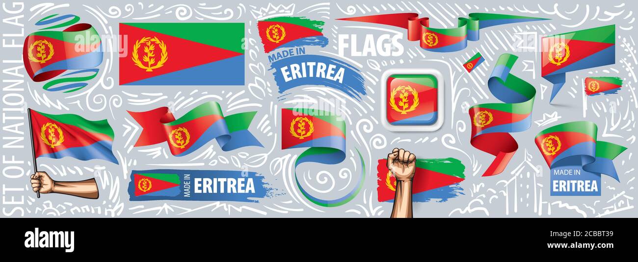 Vector set of the national flag of Eritrea in various creative designs ...