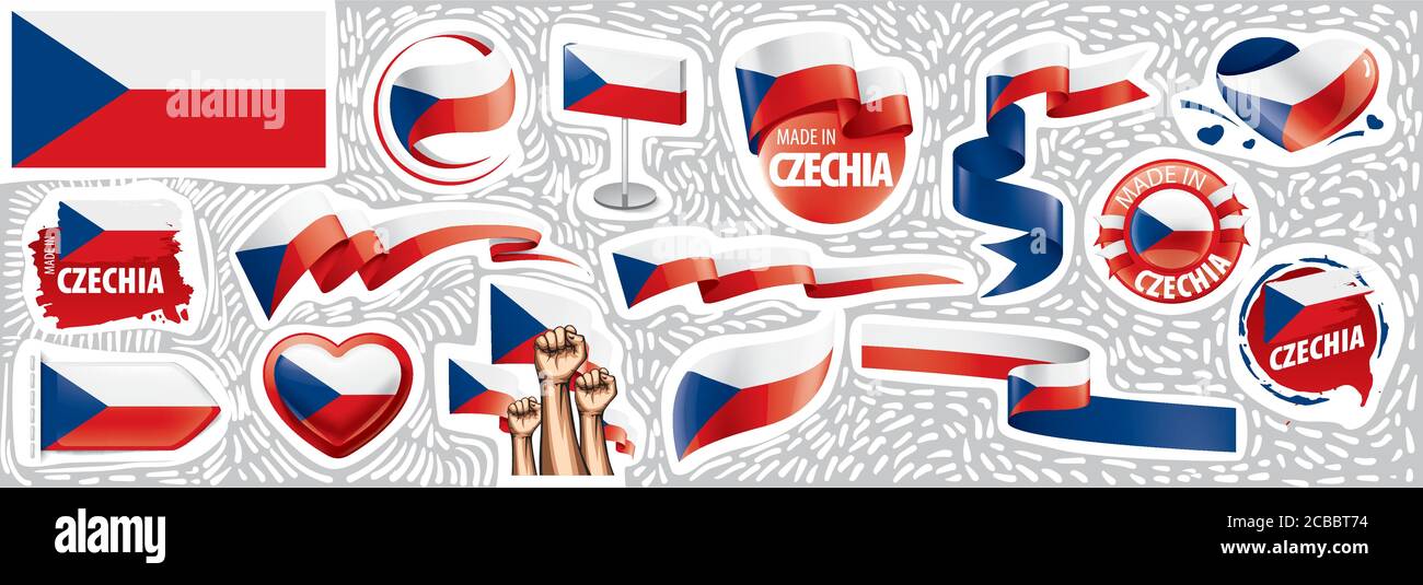 Vector set of the national flag of Czechia in various creative designs ...