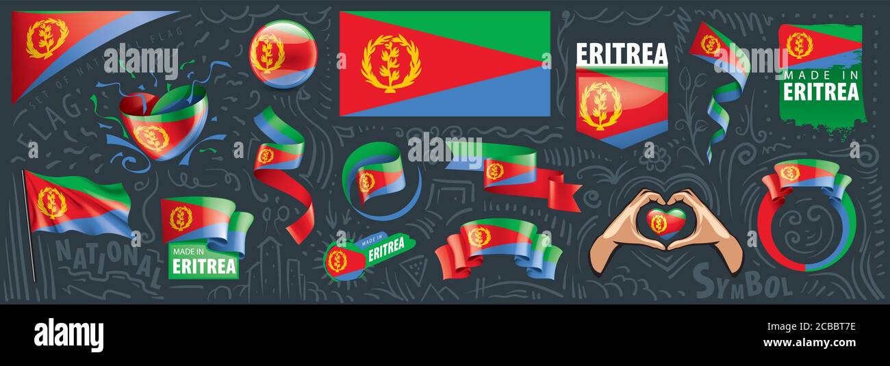 Vector set of the national flag of Eritrea in various creative designs ...
