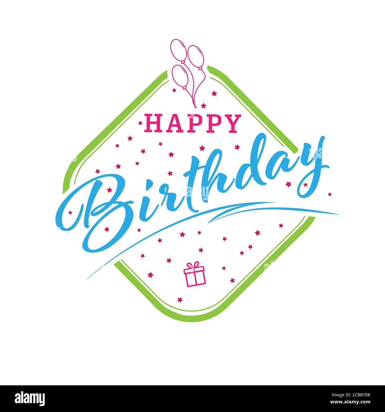 HAPPY BIRTHDAY. Greeting banner, hand-drawn design, for a postcard ...