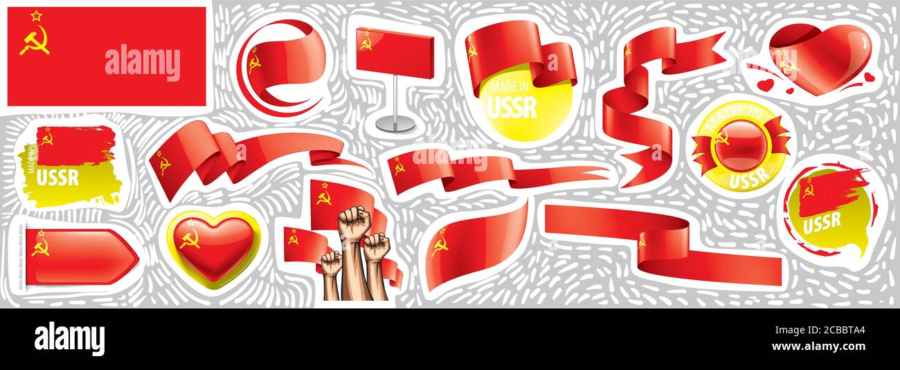 Vector set of the national flag of USSR in various creative designs ...