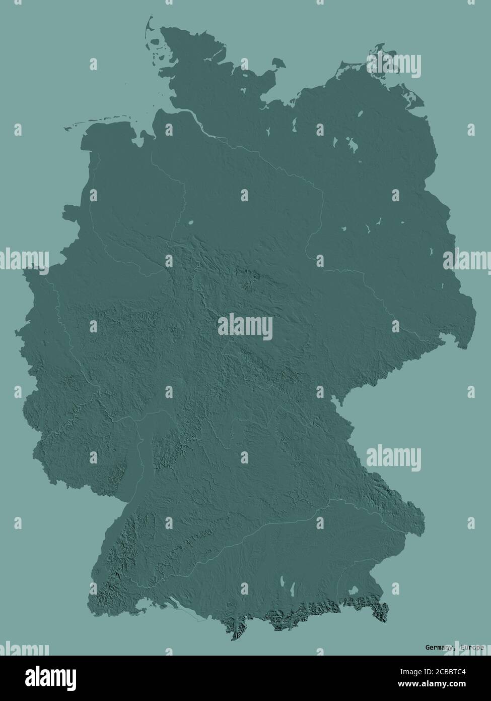 Shape of Germany with its capital isolated on a solid color background ...