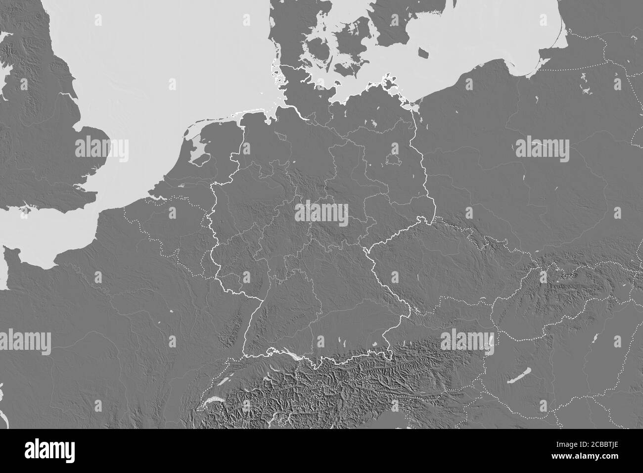 Extended area of Germany with country outline, international and ...
