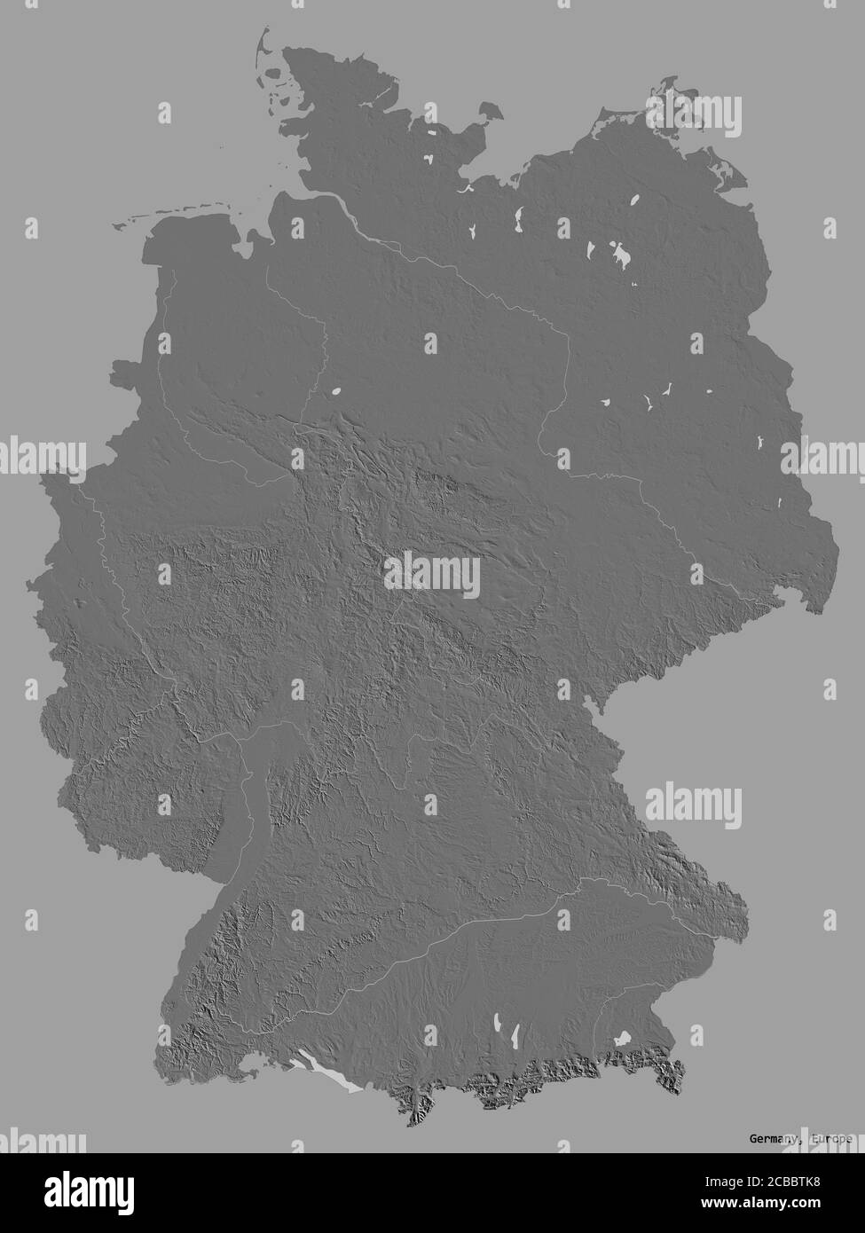 Shape of Germany with its capital isolated on a solid color background ...