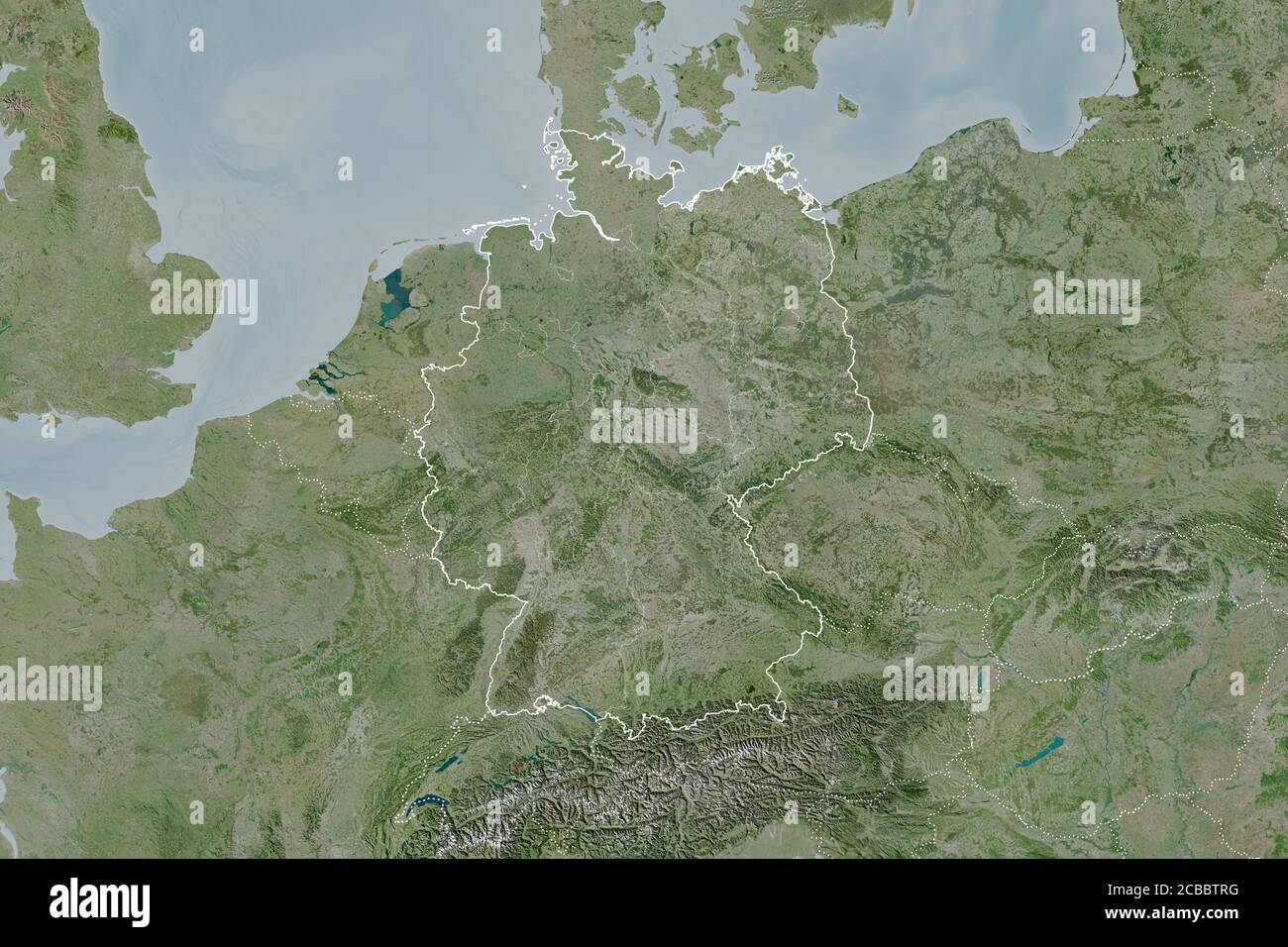Extended area of Germany with country outline, international and ...