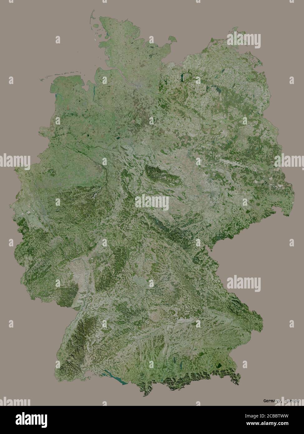 Shape of Germany with its capital isolated on a solid color background ...