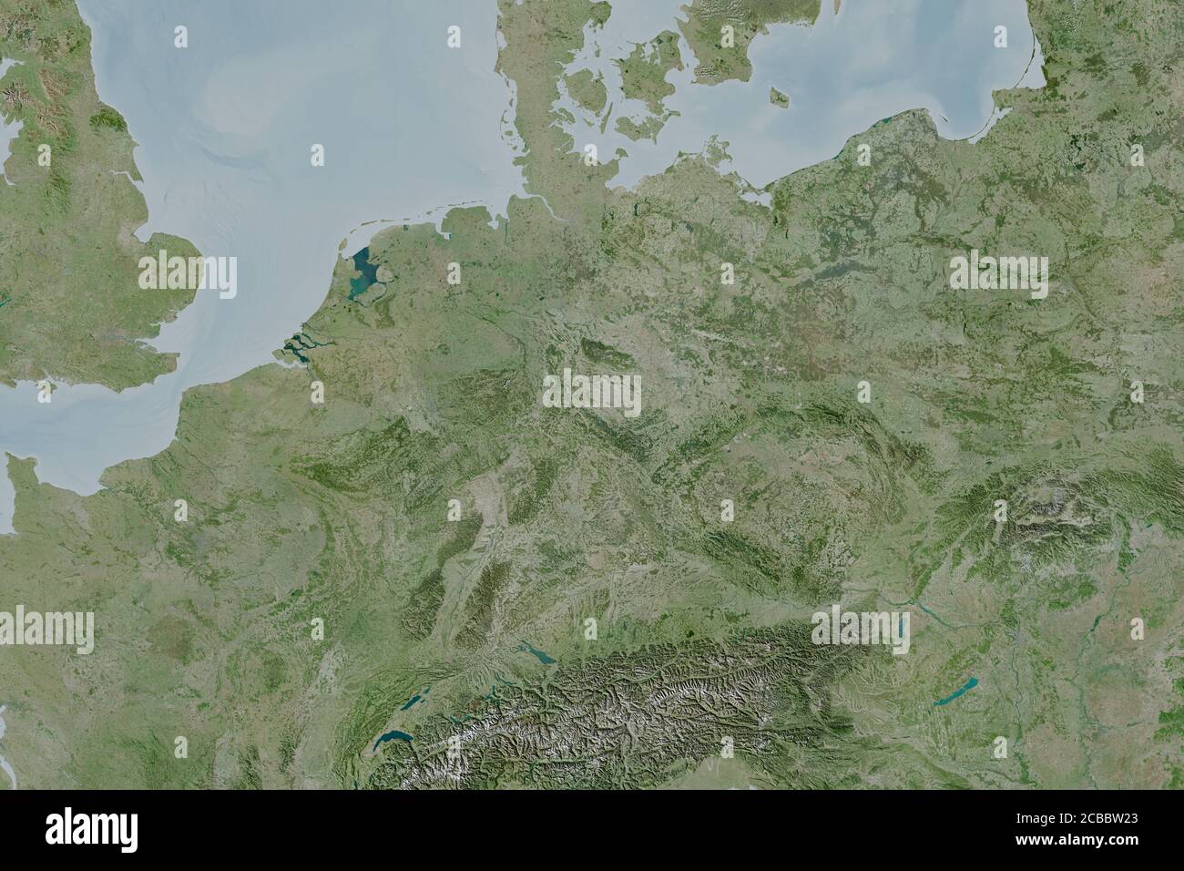 Extended area of Germany. Satellite imagery. 3D rendering Stock Photo ...