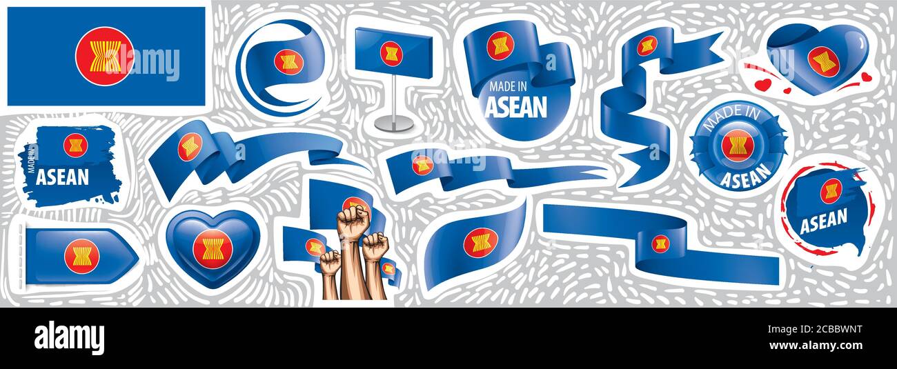 Vector set of the national flag of ASEAN in various creative designs ...