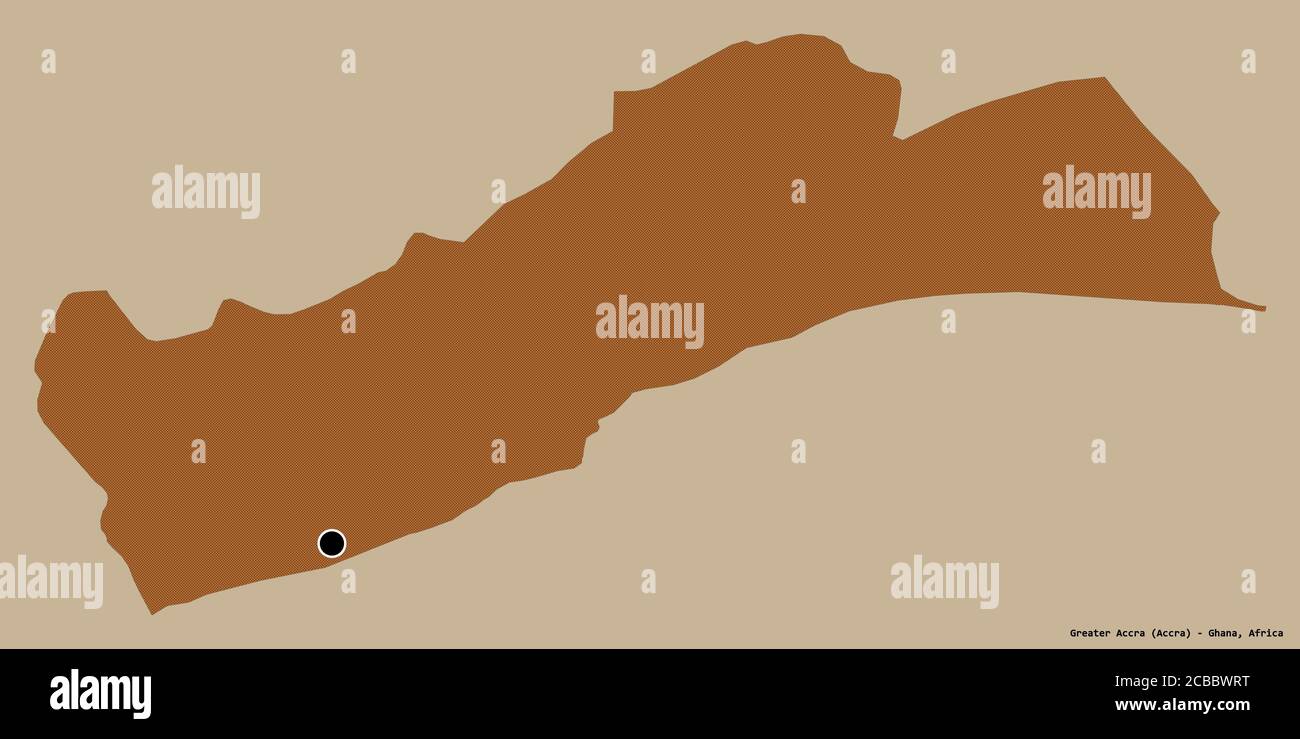 Shape of Greater Accra, region of Ghana, with its capital isolated on a ...