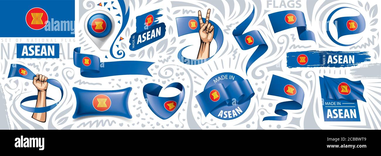 Vector set of the national flag of ASEAN in various creative designs ...