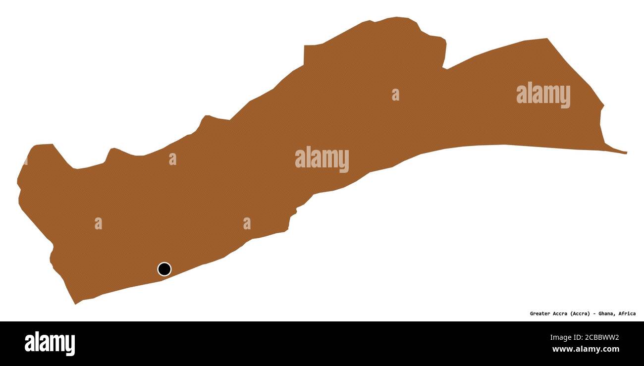 Shape of Greater Accra, region of Ghana, with its capital isolated on ...