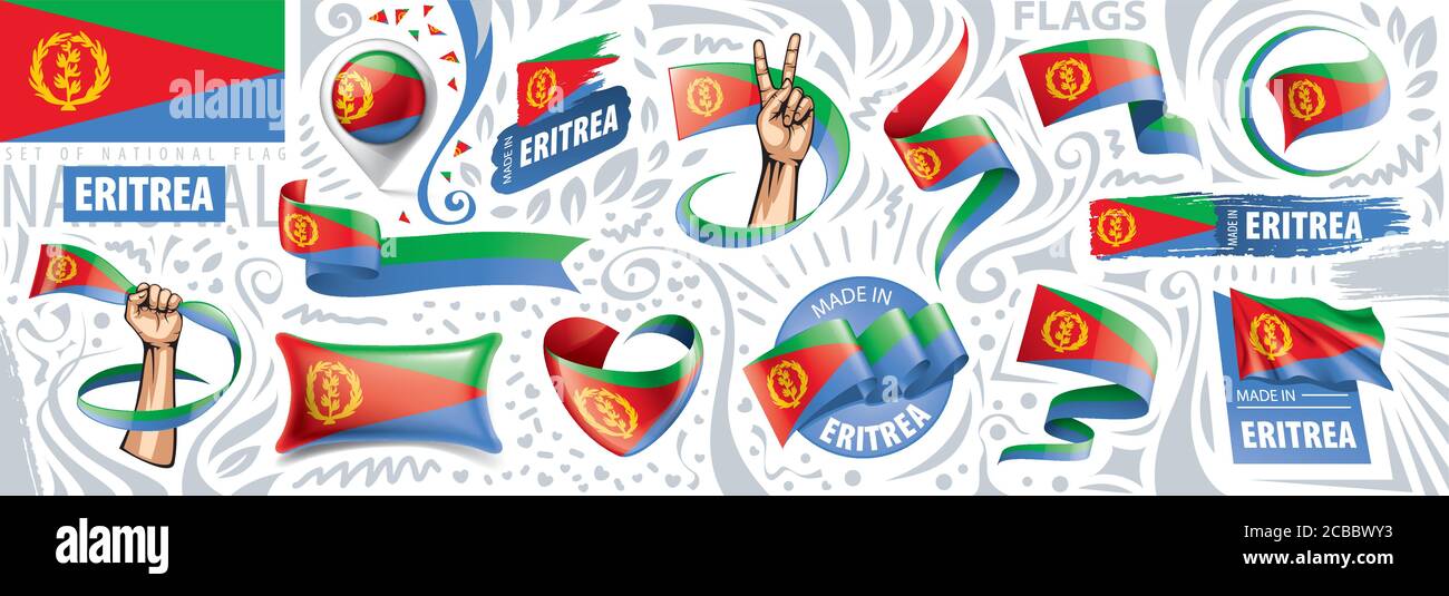 Vector set of the national flag of Eritrea in various creative designs ...