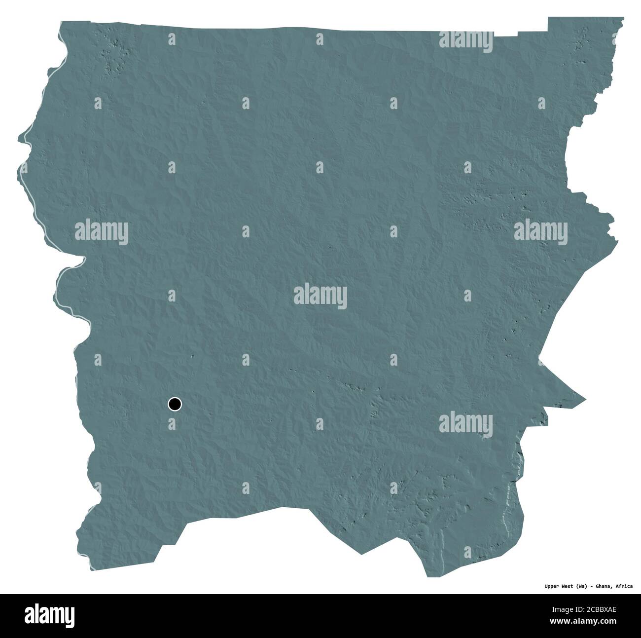 Shape of Upper West, region of Ghana, with its capital isolated on ...