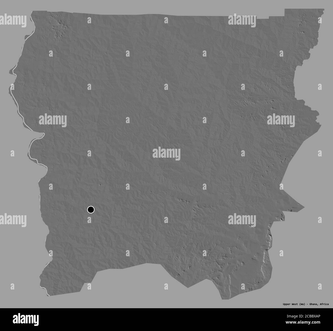 Shape of Upper West, region of Ghana, with its capital isolated on a ...