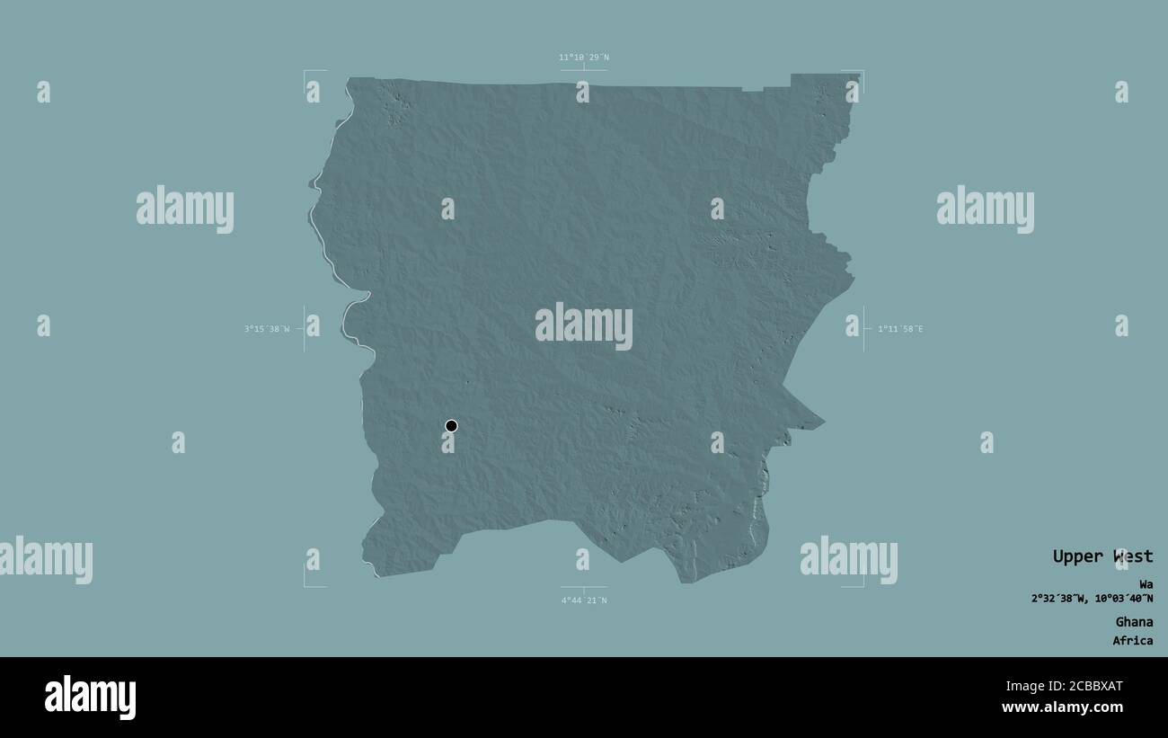 Area of Upper West, region of Ghana, isolated on a solid background in ...