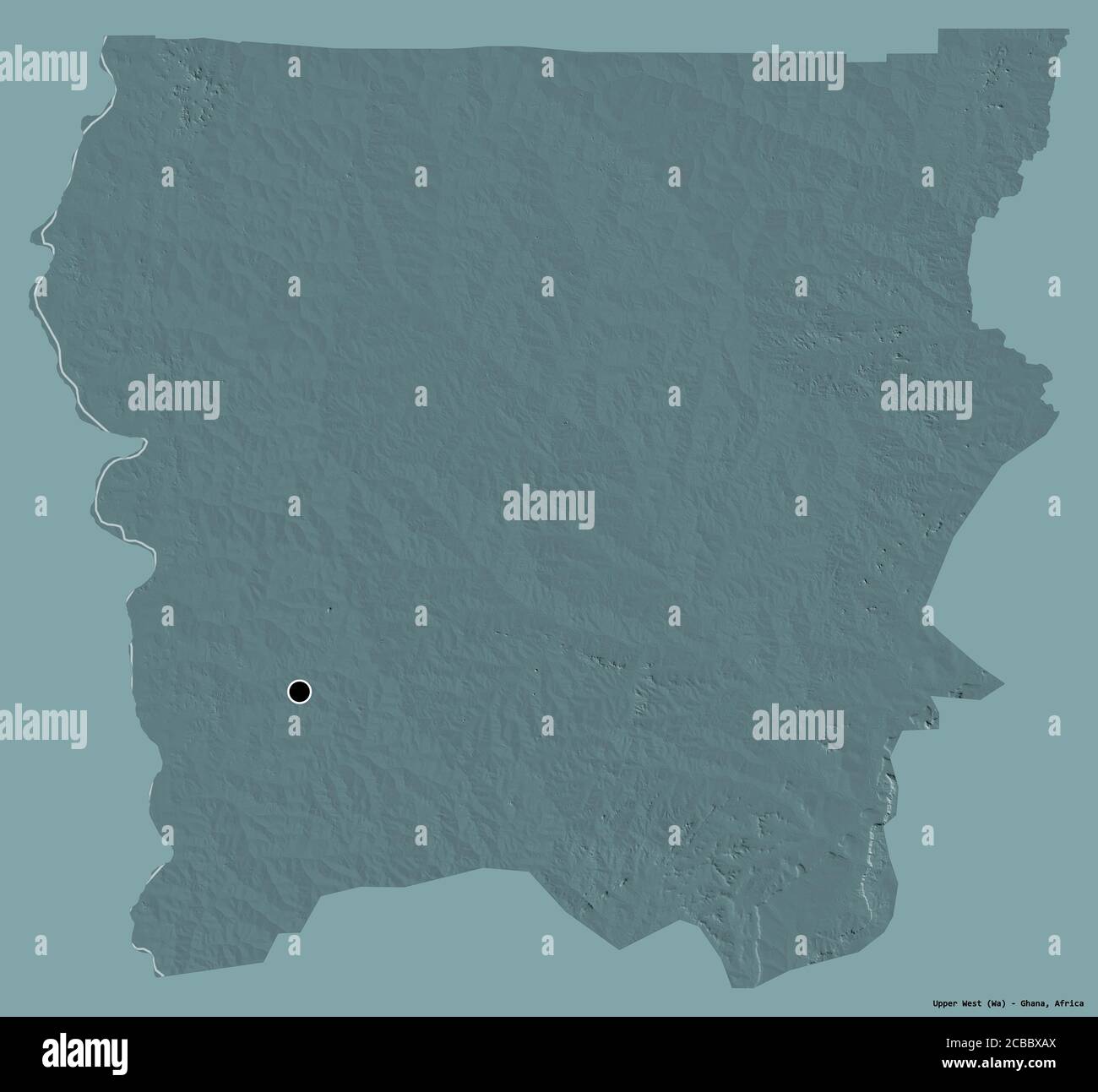 Shape of Upper West, region of Ghana, with its capital isolated on a ...