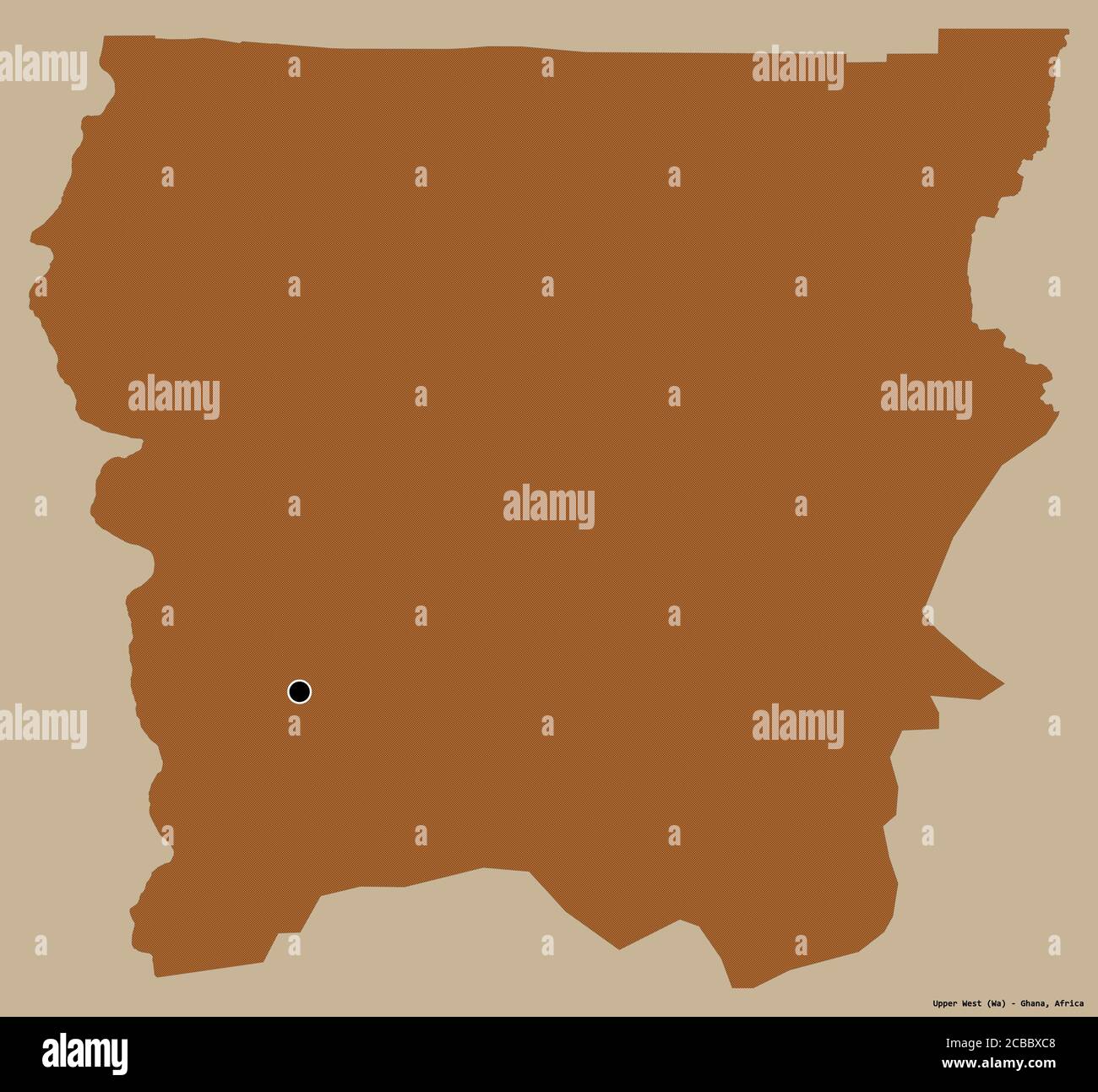 Shape of Upper West, region of Ghana, with its capital isolated on a ...
