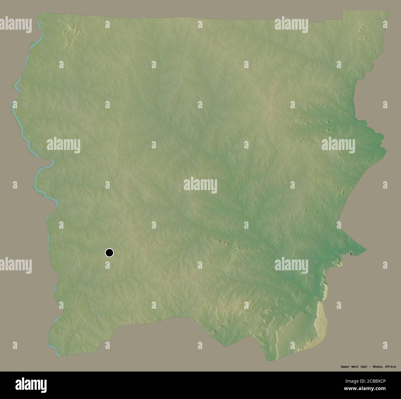 Shape of Upper West, region of Ghana, with its capital isolated on a ...