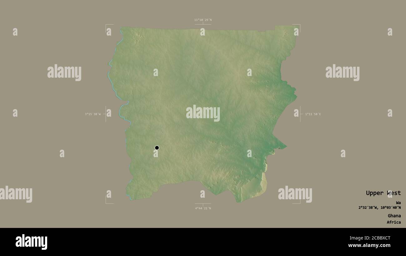 Area of Upper West, region of Ghana, isolated on a solid background in ...